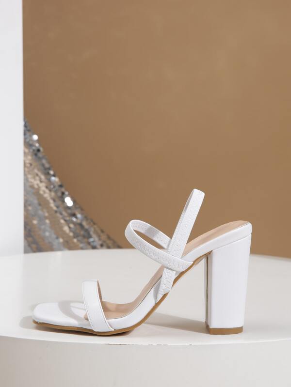 Women Minimalist Chunky Heeled Slingback Sandals, Elegant Summer Heeled ...