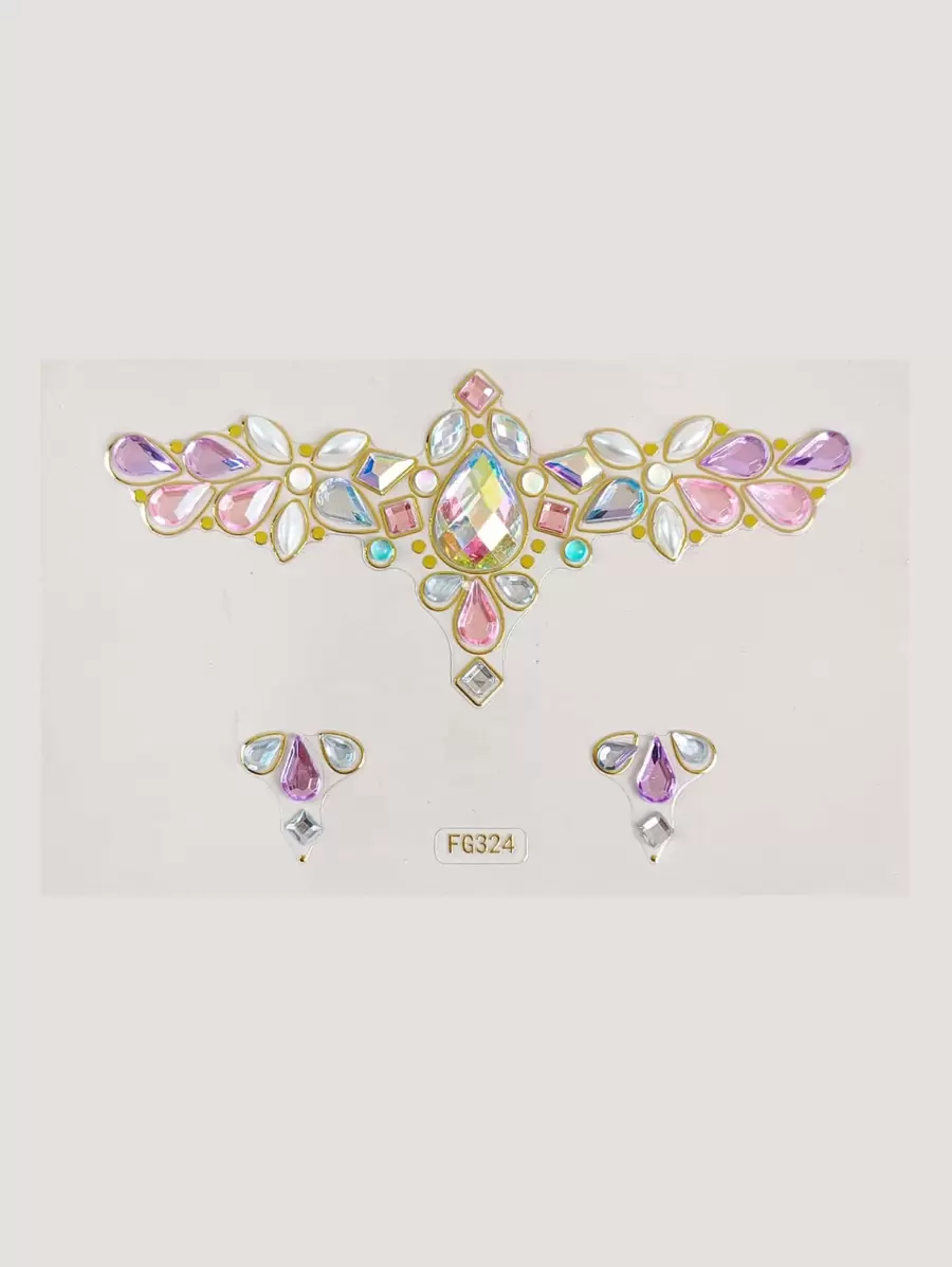 1Pc 3D Face Stickers Rhinestone Tattoo Stickers Brow Center Party Face ...