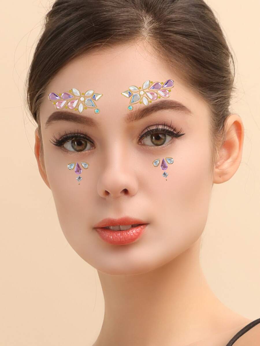 1Pc 3D Face Stickers Diamond Tattoo Stickers Brow Center Party Face ...