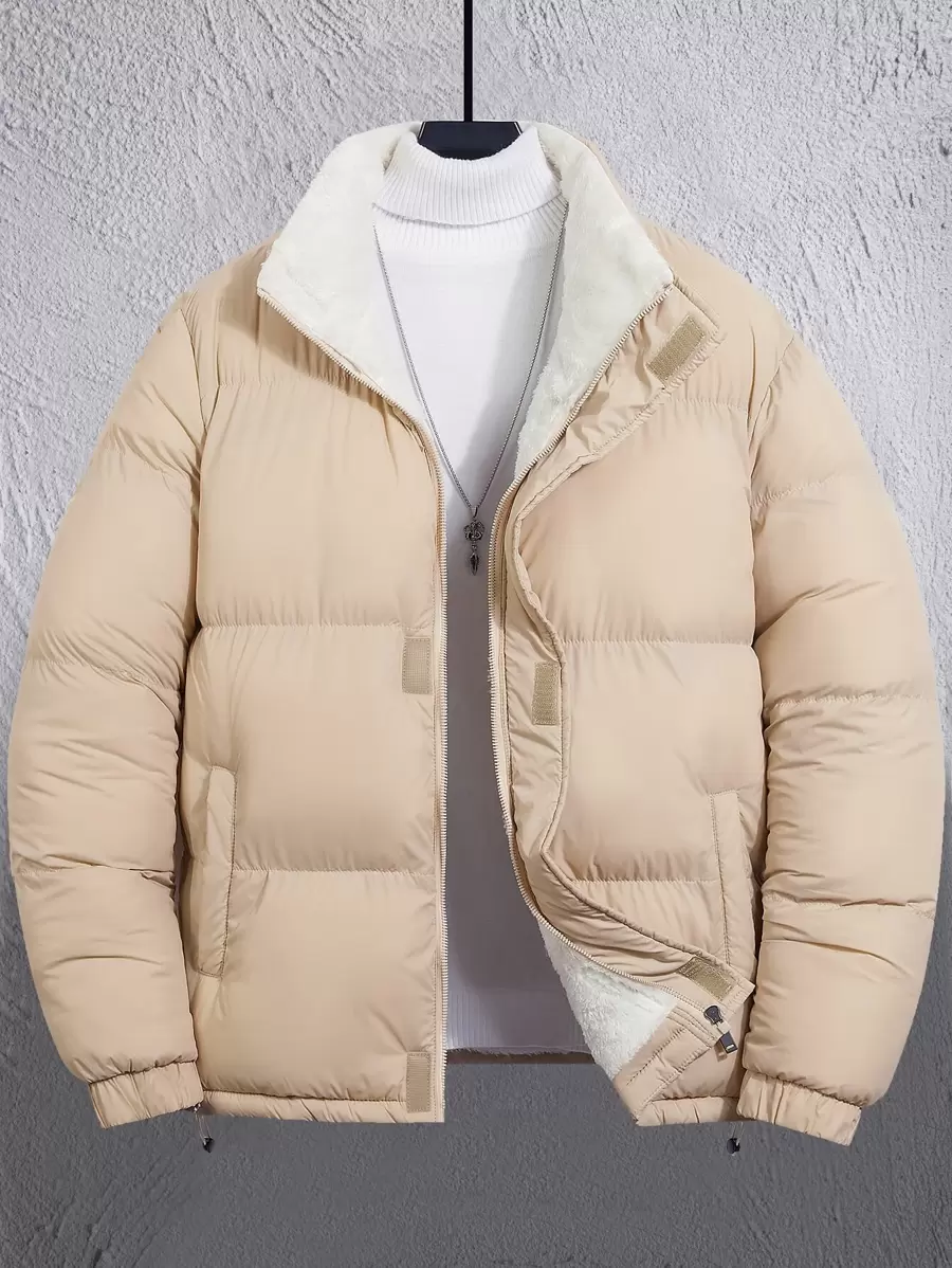 Manfinity Homme 1pc Men's Loose Fit Hooded Padded Coat With Drawstring Hem And Thermal Lining ...