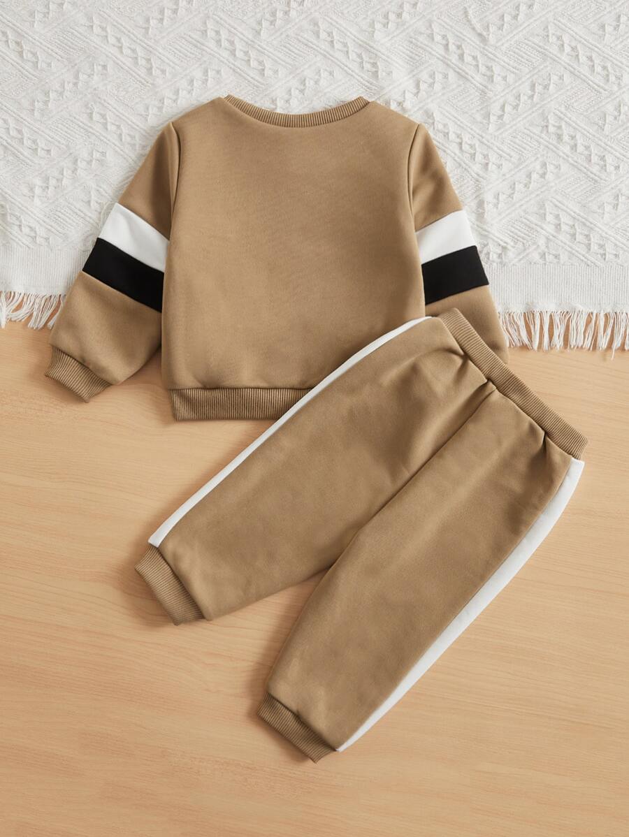 SHEIN Baby Boy Color Block Sweatshirt And Jogger Pants, Casual And ...