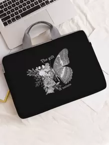 Butterfly & Floral Pattern Laptop Bag | SHEIN USA