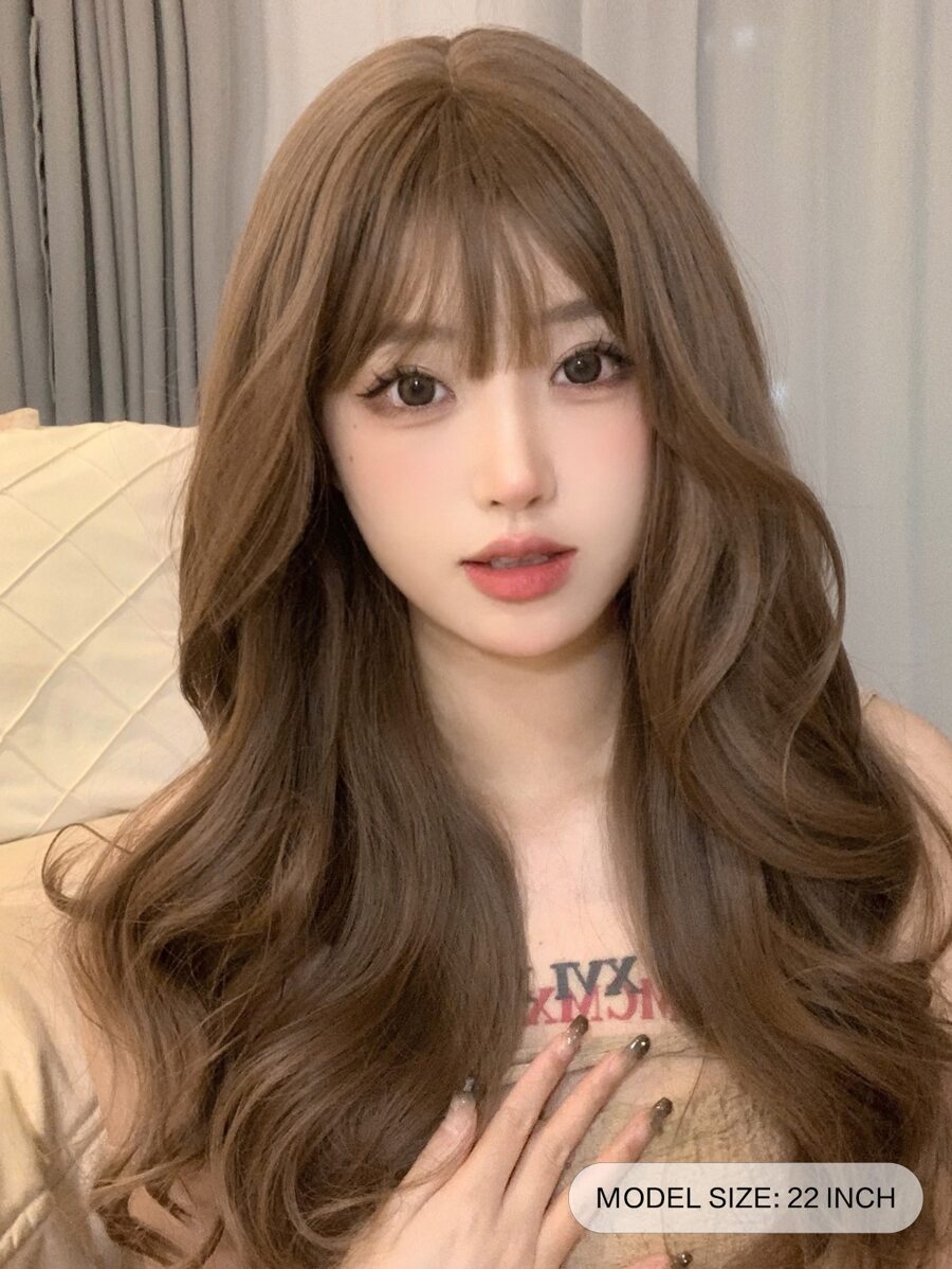 1 Piece Synthetic Heat Resistant Hairpiece In Curly Brown Wig 22 Inches Long Made From Fiber