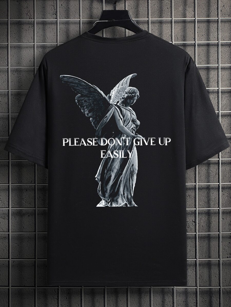 Manfinity EMRG Men Plus Slogan & Figure Graphic Drop Shoulder Tee ...