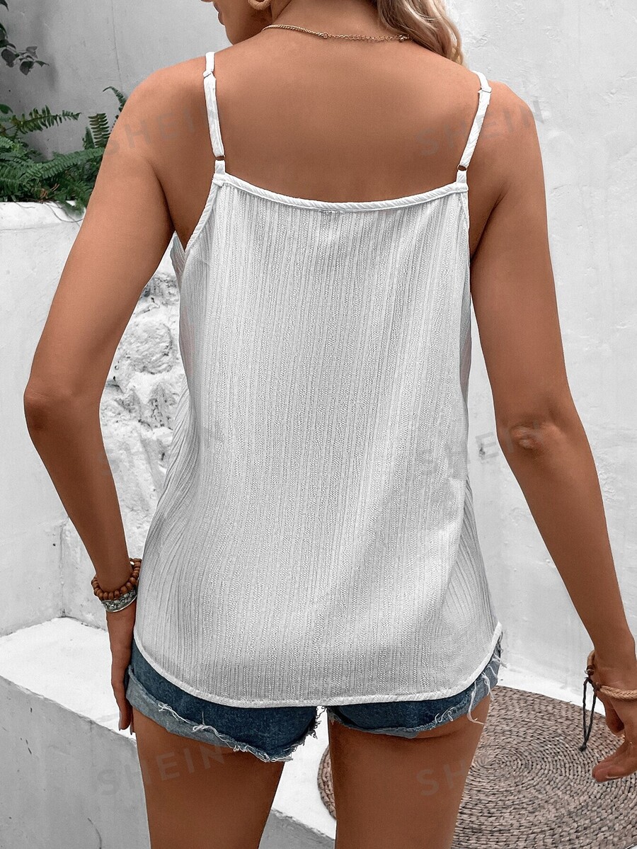 SHEIN VCAY Scallop Trim Button Front Cami Top | SHEIN UK