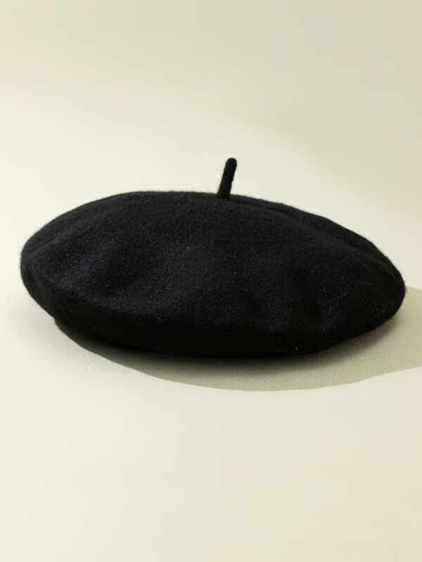 1pc Black Minimalist Solid Beret | SHEIN USA