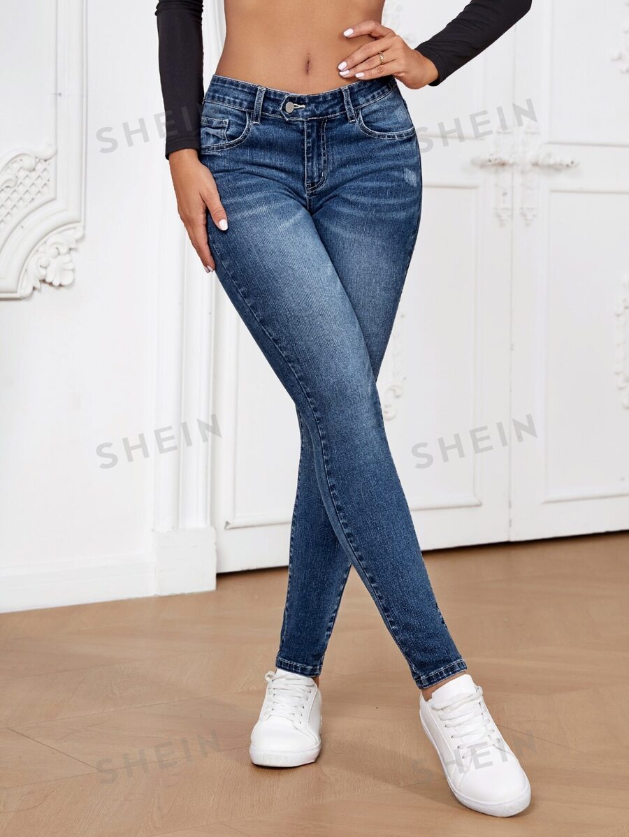 SHEIN Essnce Ultra Low Waist Skinny Jeans | SHEIN UK