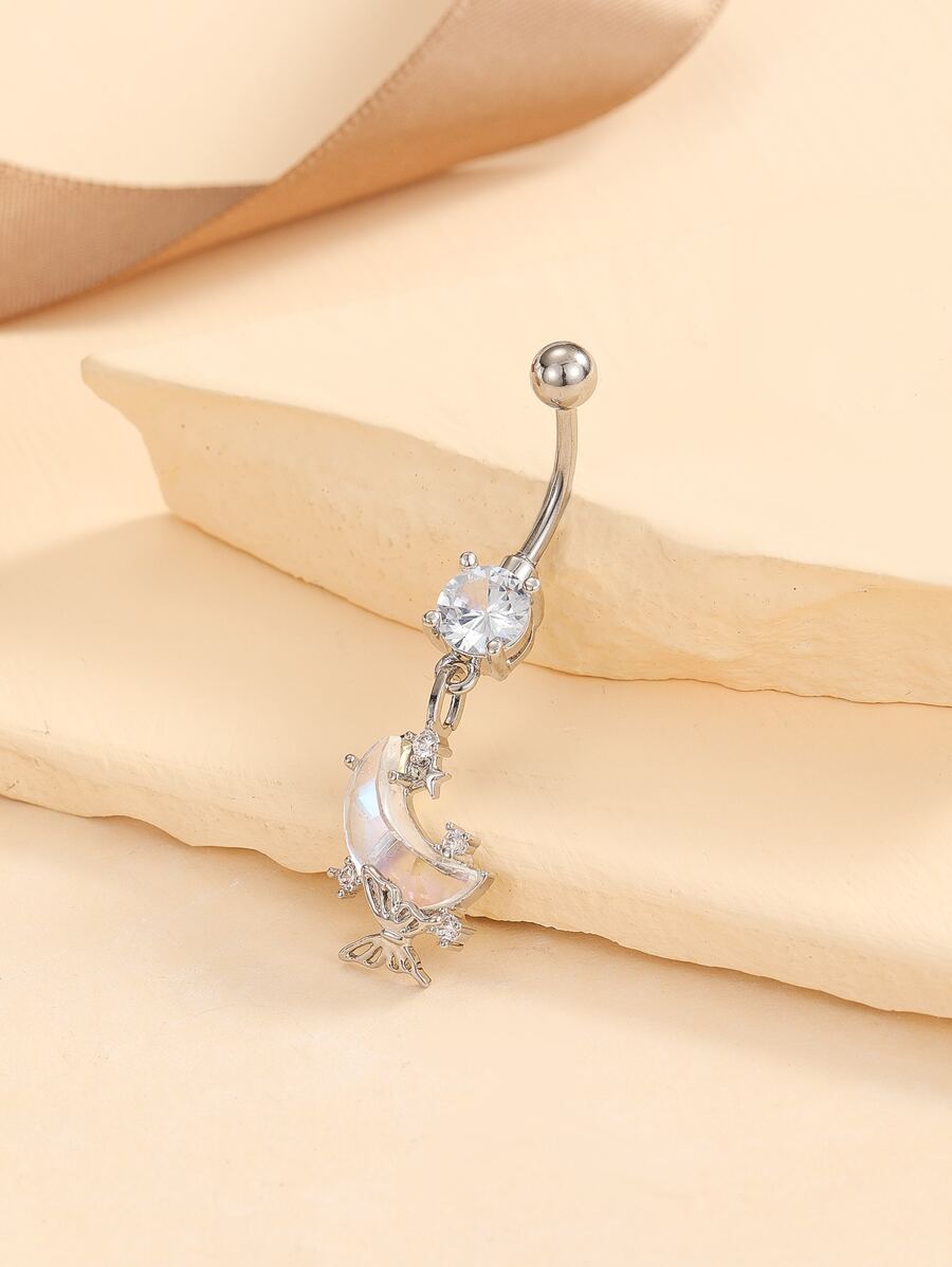 Rhinestone & Moon Decor Navel Belly Ring | SHEIN USA