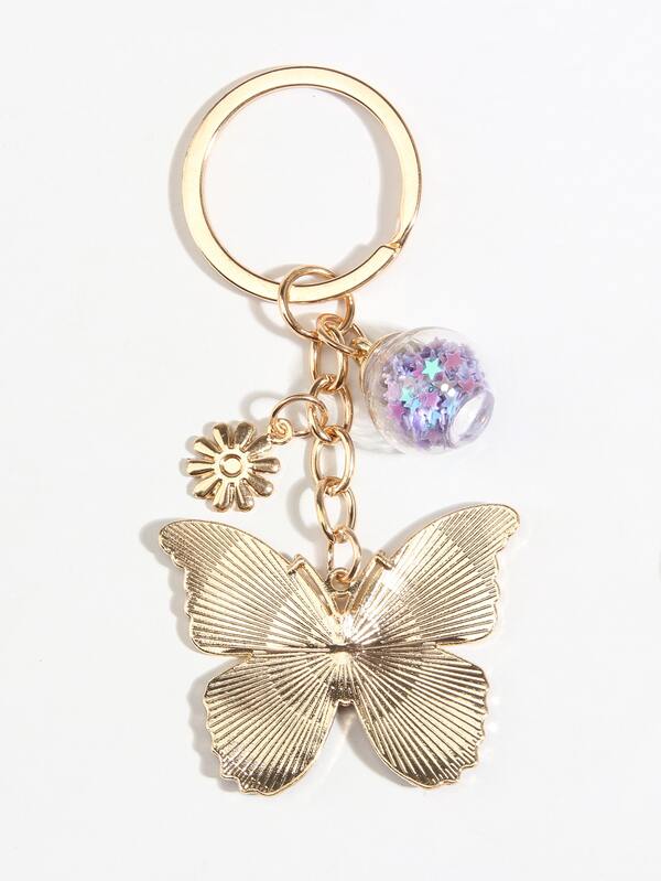 Butterfly & Flower Charm Keychain | SHEIN USA