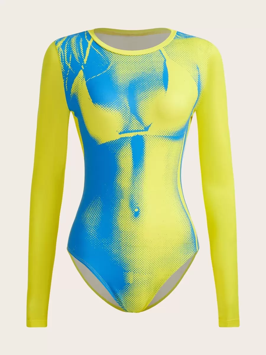 SHEIN ICON Body Heat Map Print Slim Fit Bodysuit | SHEIN USA