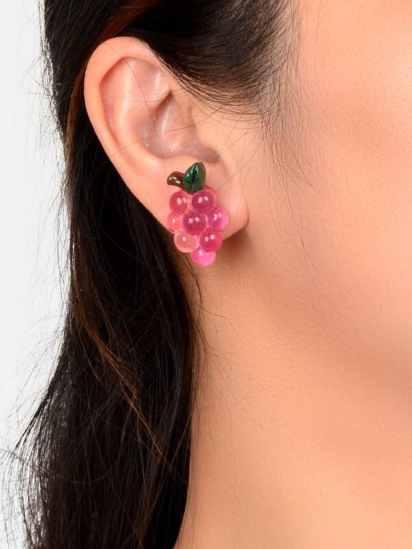 Grape Design Stud Earrings | SHEIN USA