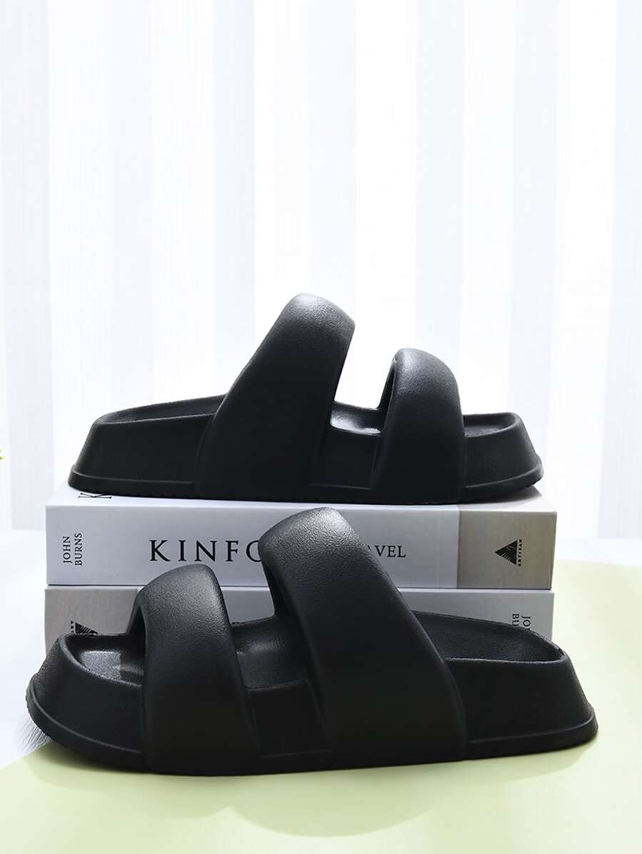 Women Two Part Slippers, Fashionable Black EVA Slides For Summer ...