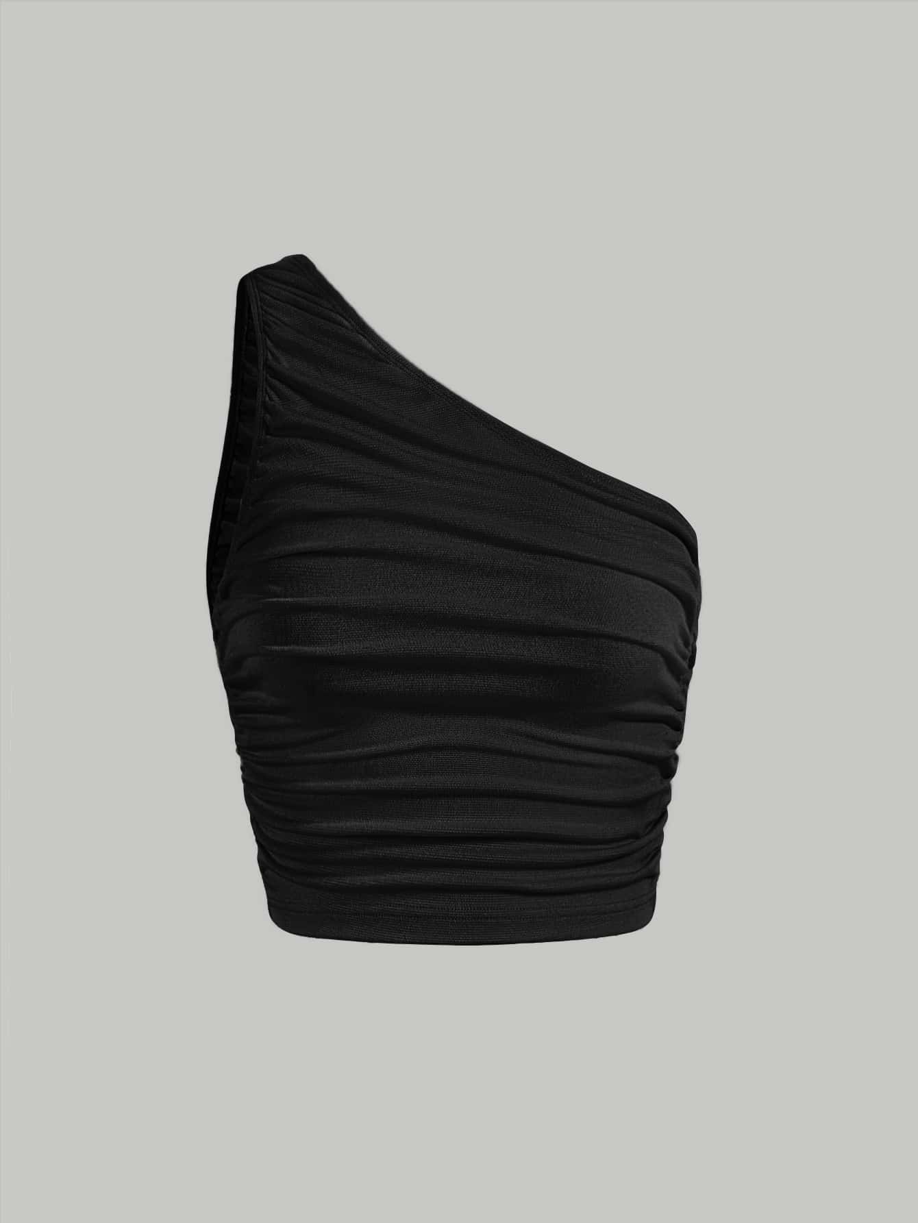 Shein Mod One Shoulder Ruched Crop Top Shein Uk