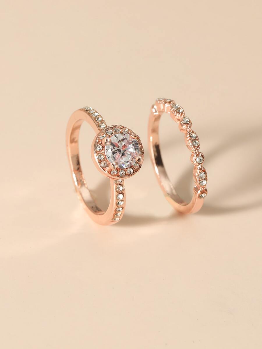 2pcs Rhinestone Decor Ring | SHEIN USA
