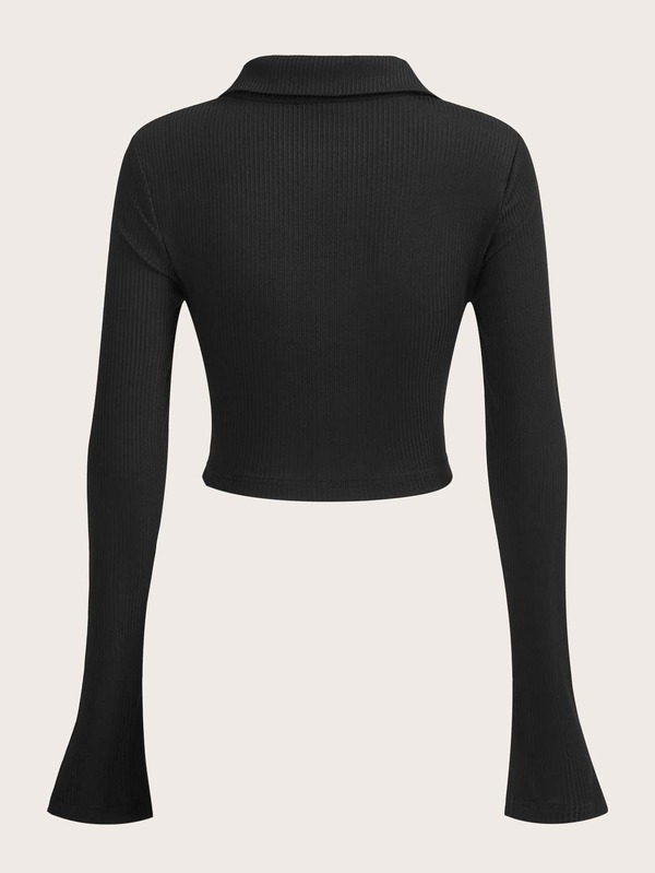 SHEIN EZwear Half Button Crop Tee | SHEIN USA