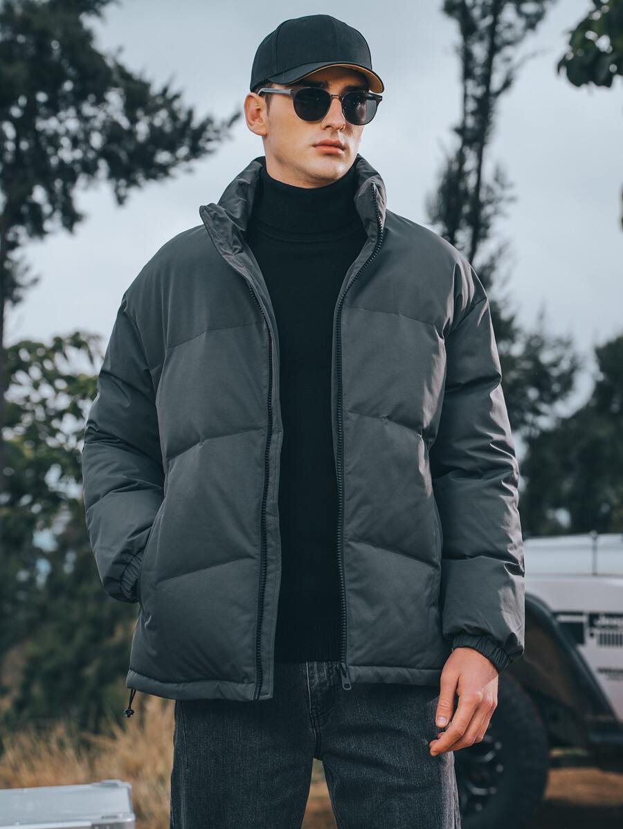 Men Slant Pocket Zip Up Padded Coat | SHEIN USA