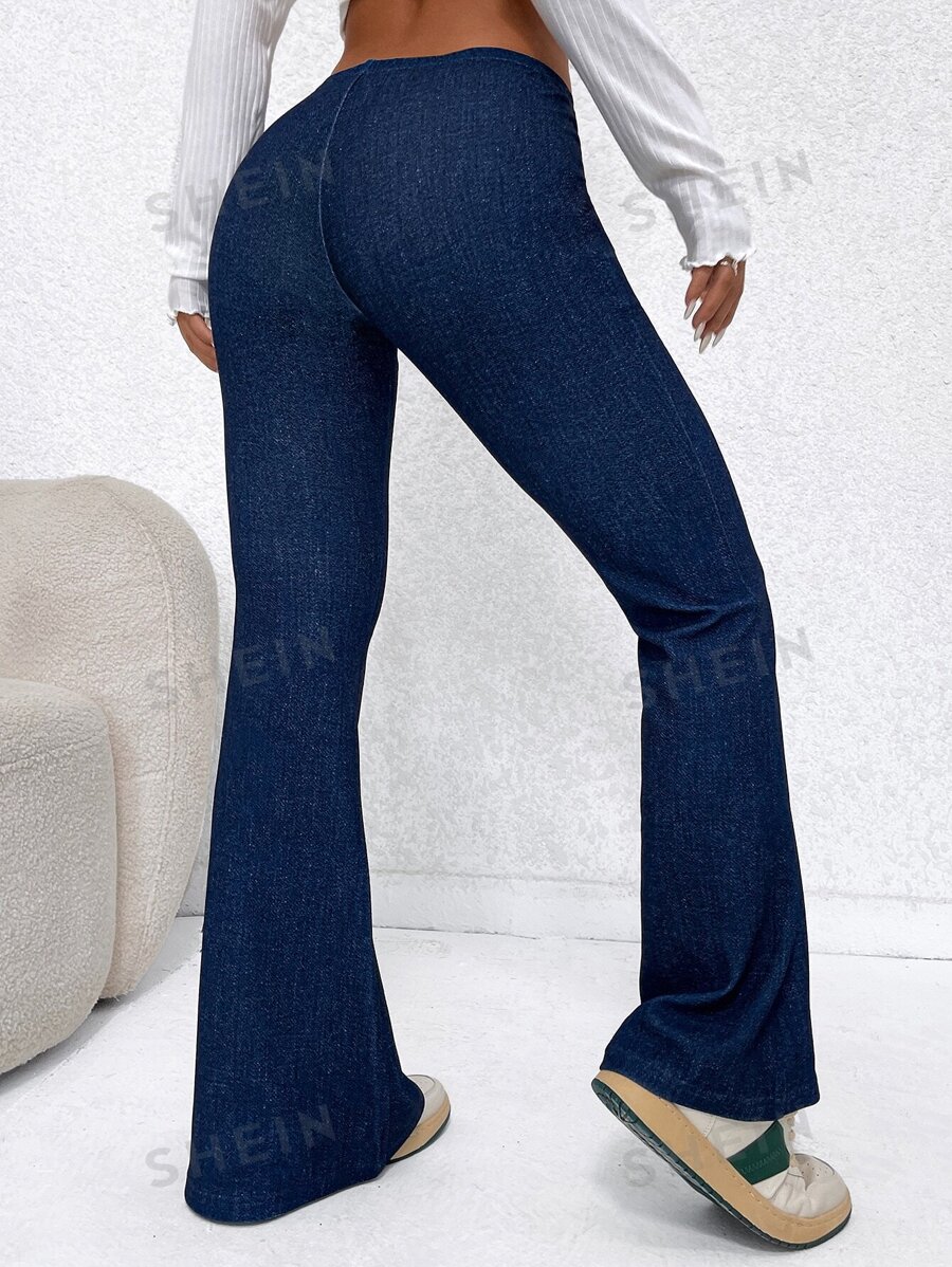 Shein Essnce Solid Flare Leg Trousers Shein Uk