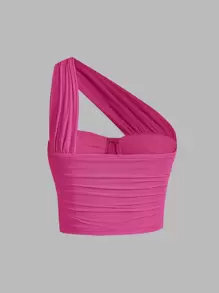 SHEIN MOD One Shoulder Ruched Mesh Top | SHEIN USA