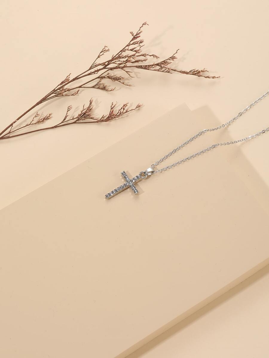 Rhinestone Cross Pendant Necklace | SHEIN USA