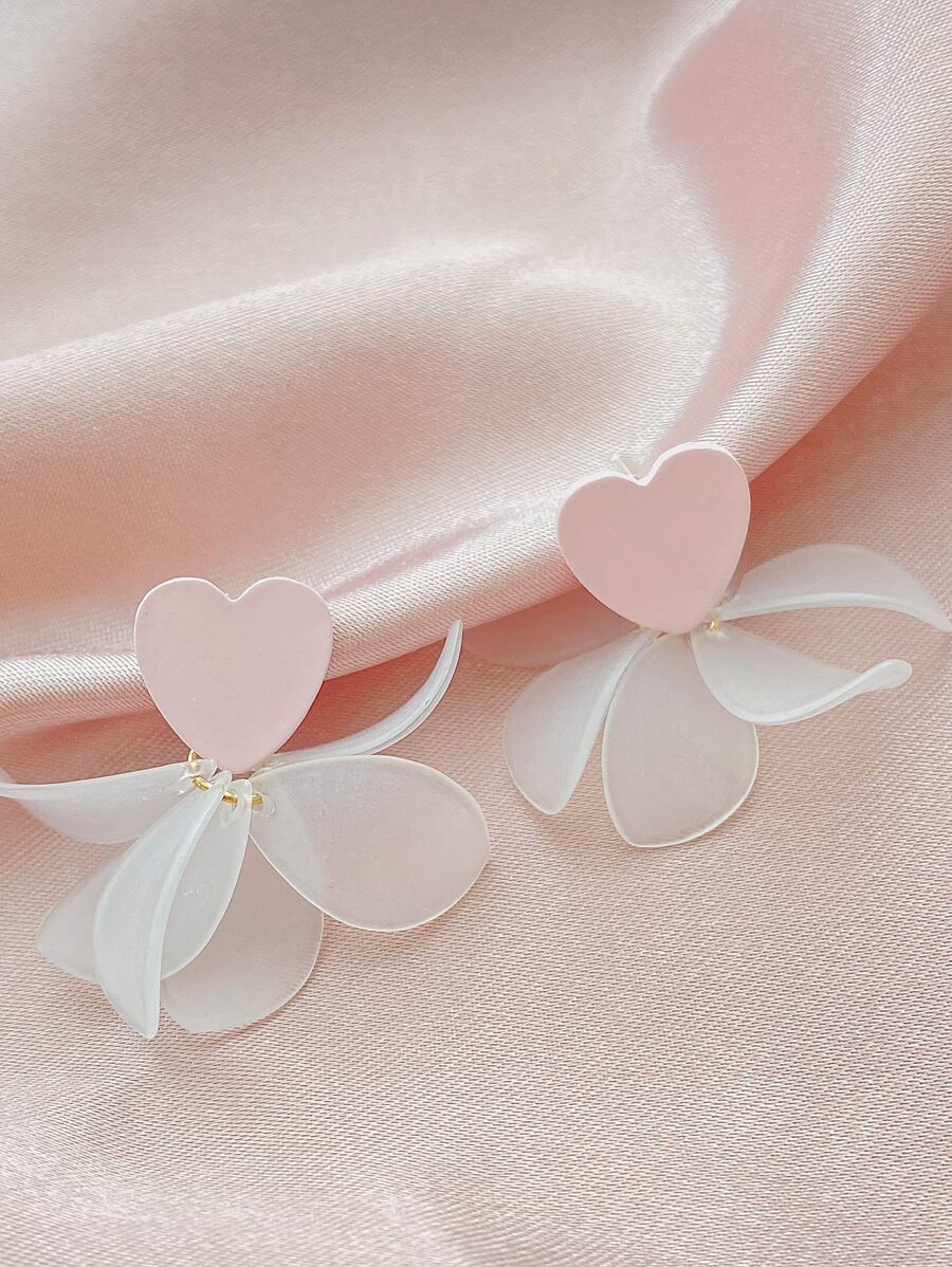 Heart & Petal Drop Earrings | SHEIN USA