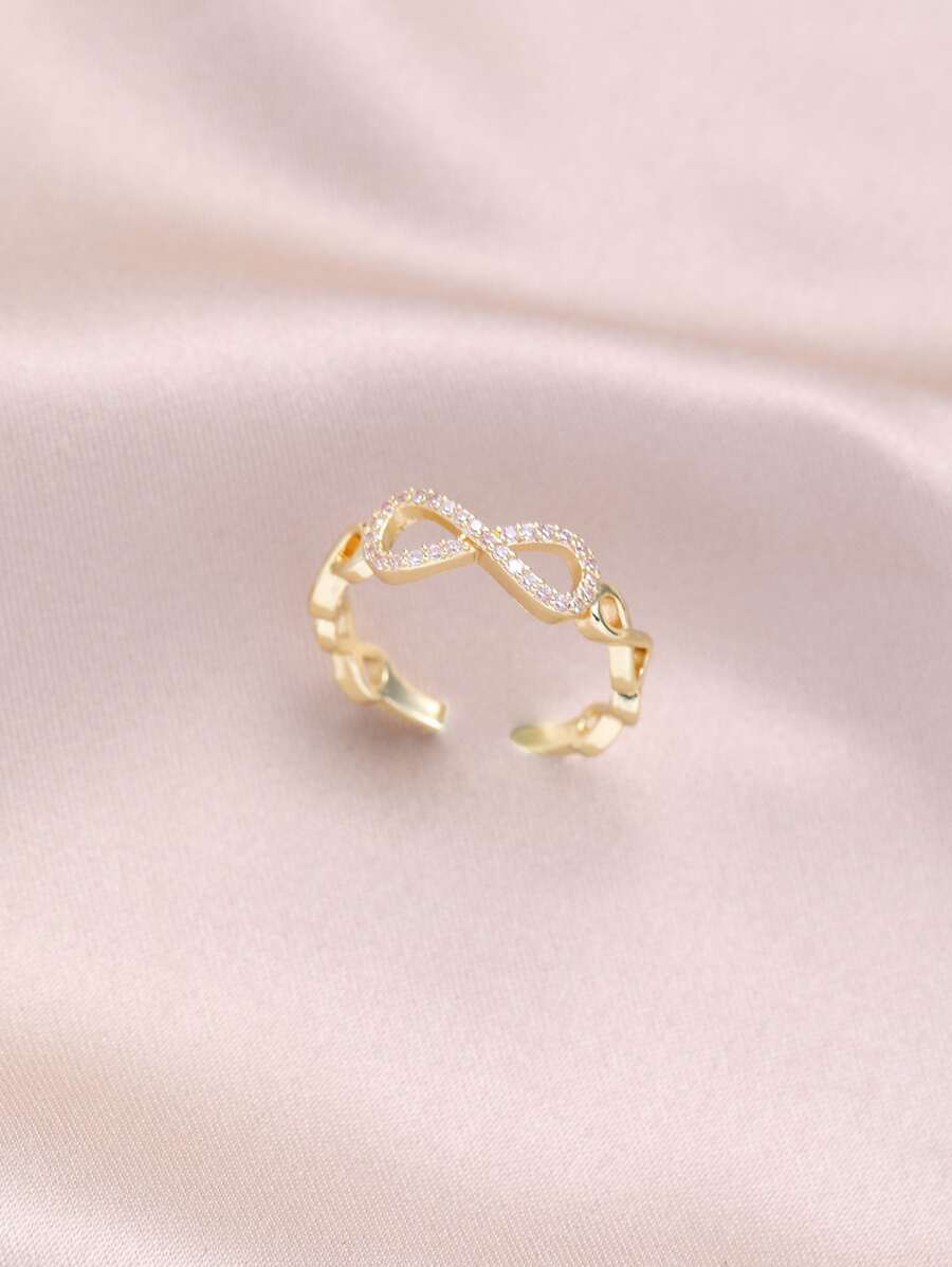Cubic Zirconia Infinity Symbol Decor Cuff Ring | SHEIN USA