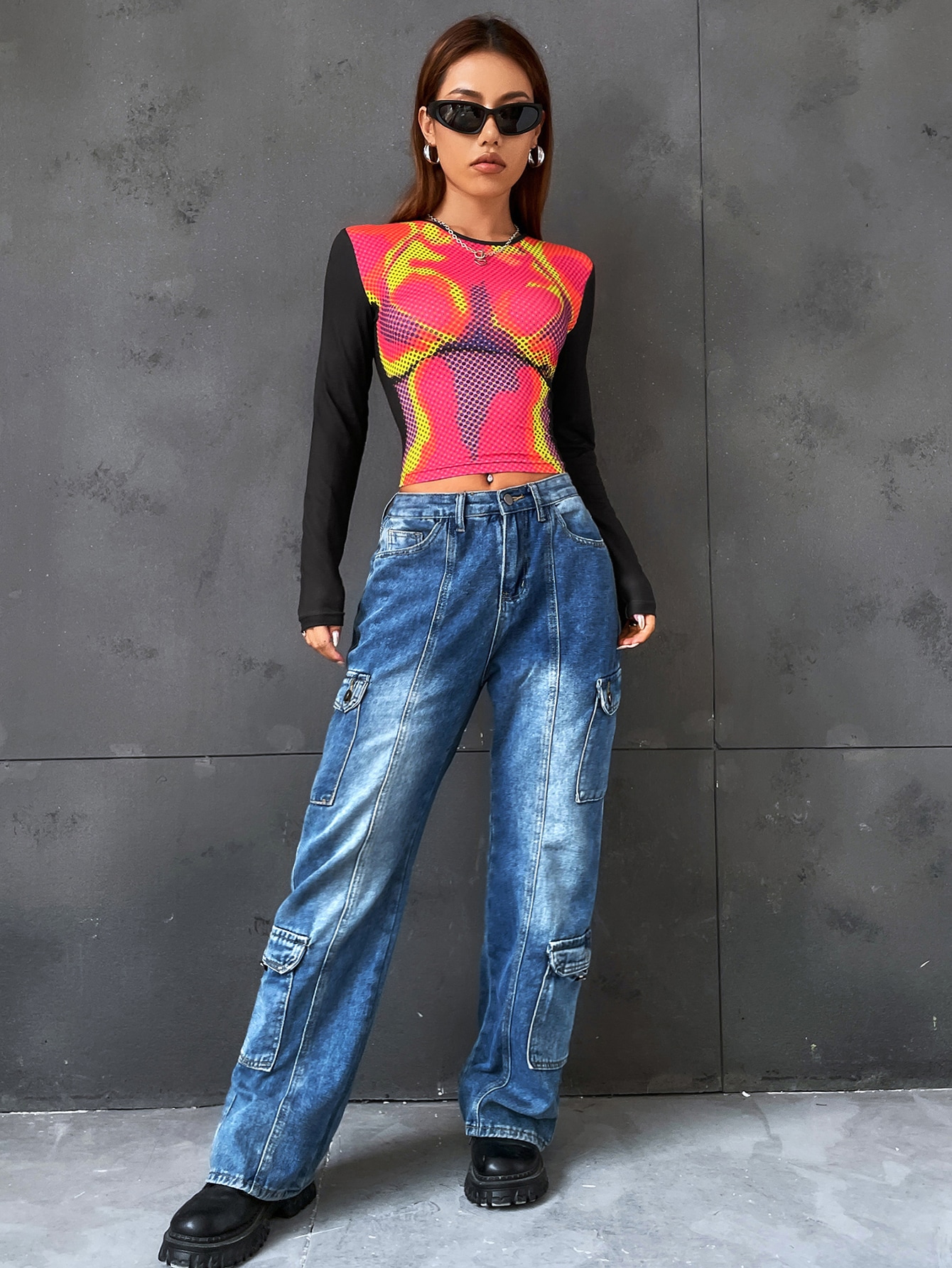 SHEIN ICON Body Heat Map Print Crop Tee | SHEIN USA