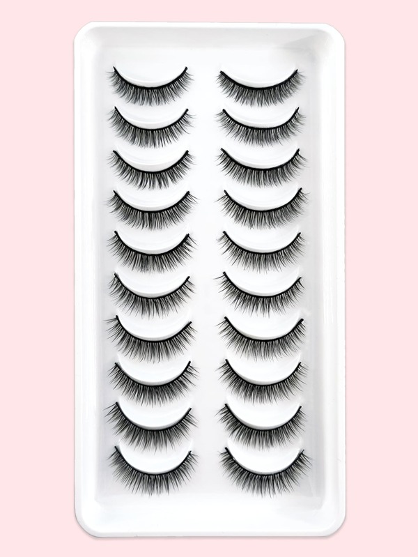 10 pairs Full False Lashes Natural Long 9mm Strip Eyelashes Lashes ...