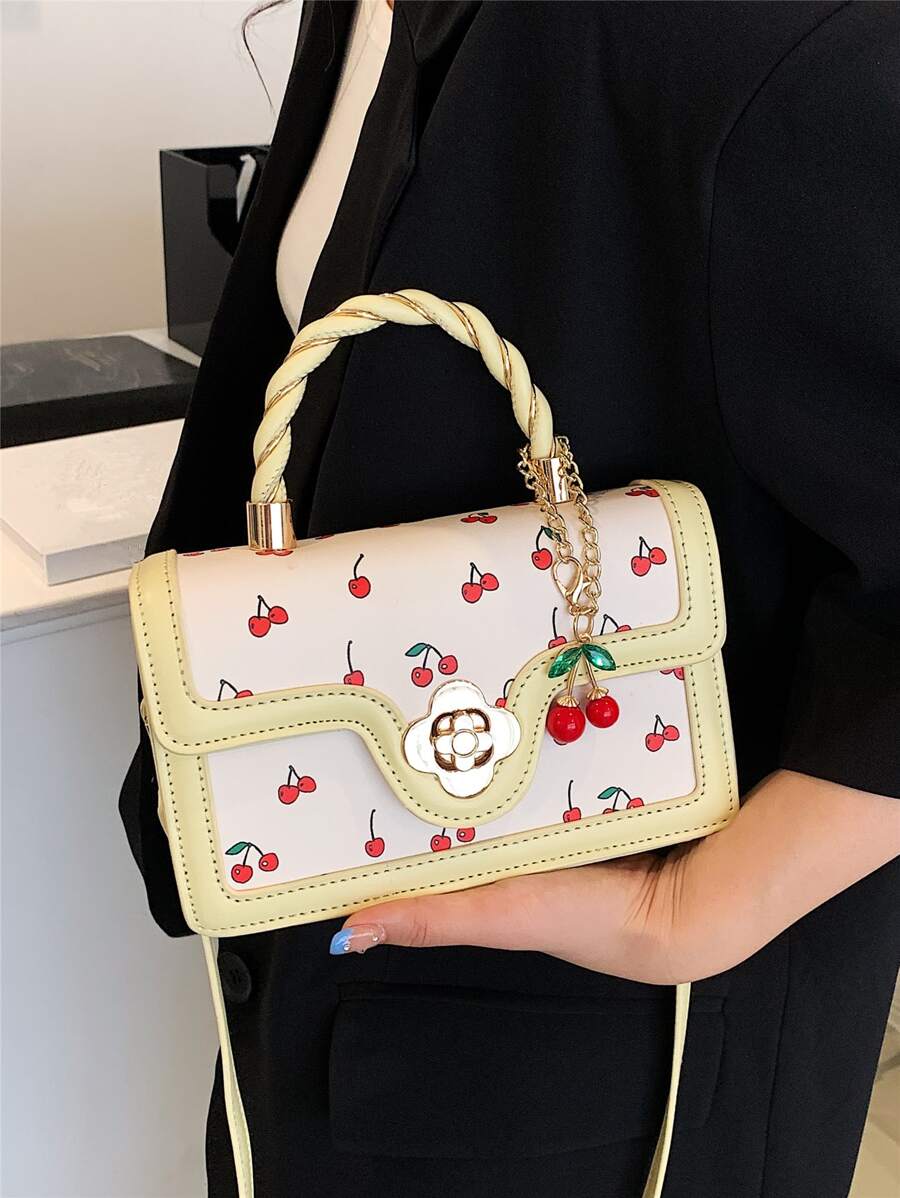 Mini Cherry Pattern Flap Square Bag | SHEIN USA