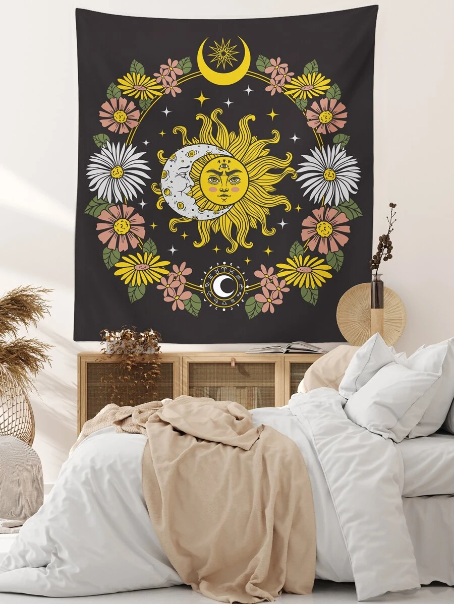 Sun & Moon Pattern Tapestry | SHEIN USA