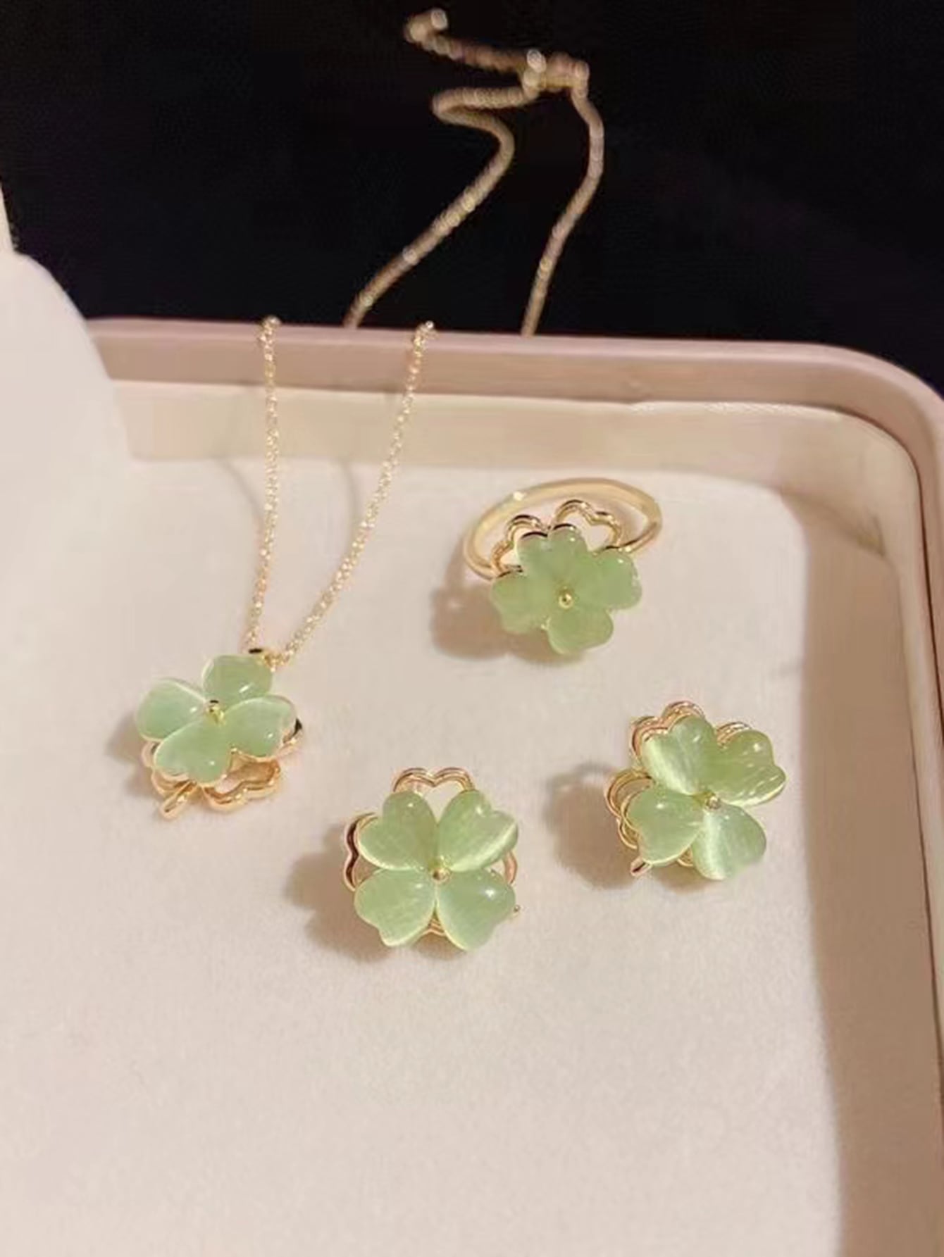 4pcs Four-leaf Clover Decor Jewelry Set