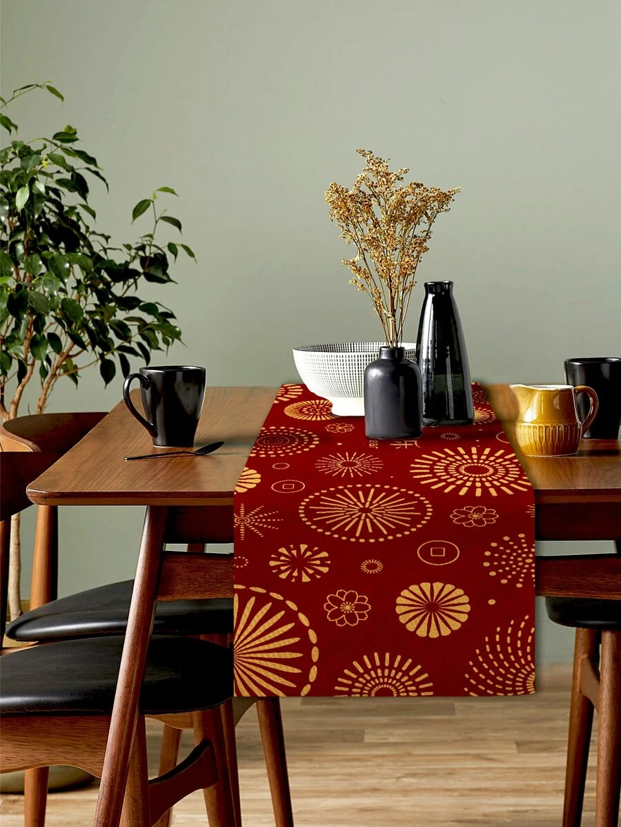 Chinese New Year Firework Print Table Runner | SHEIN USA