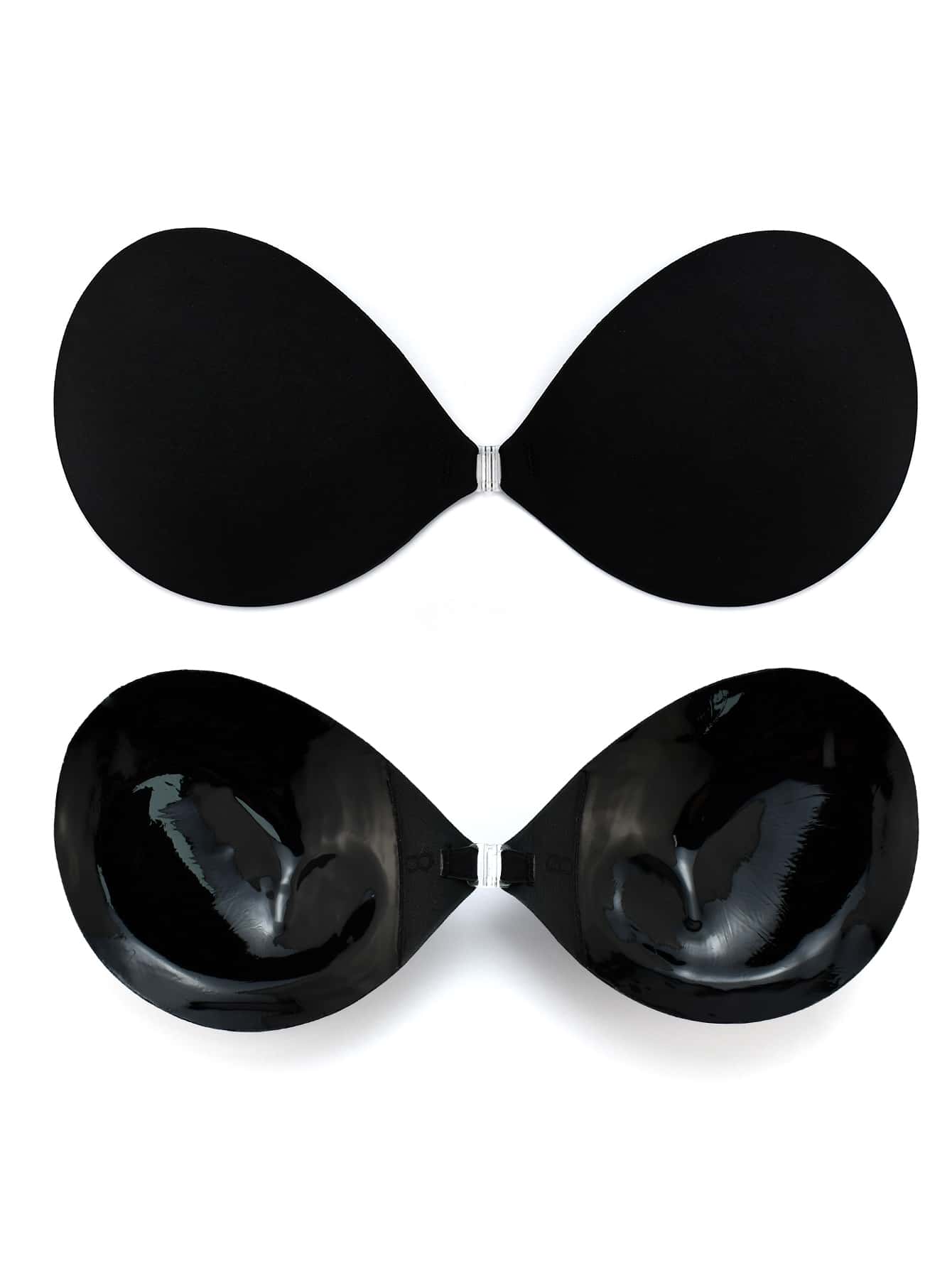Black Fabric Casual Comfy Adhesive Bra Invisible Backless Push Up ...