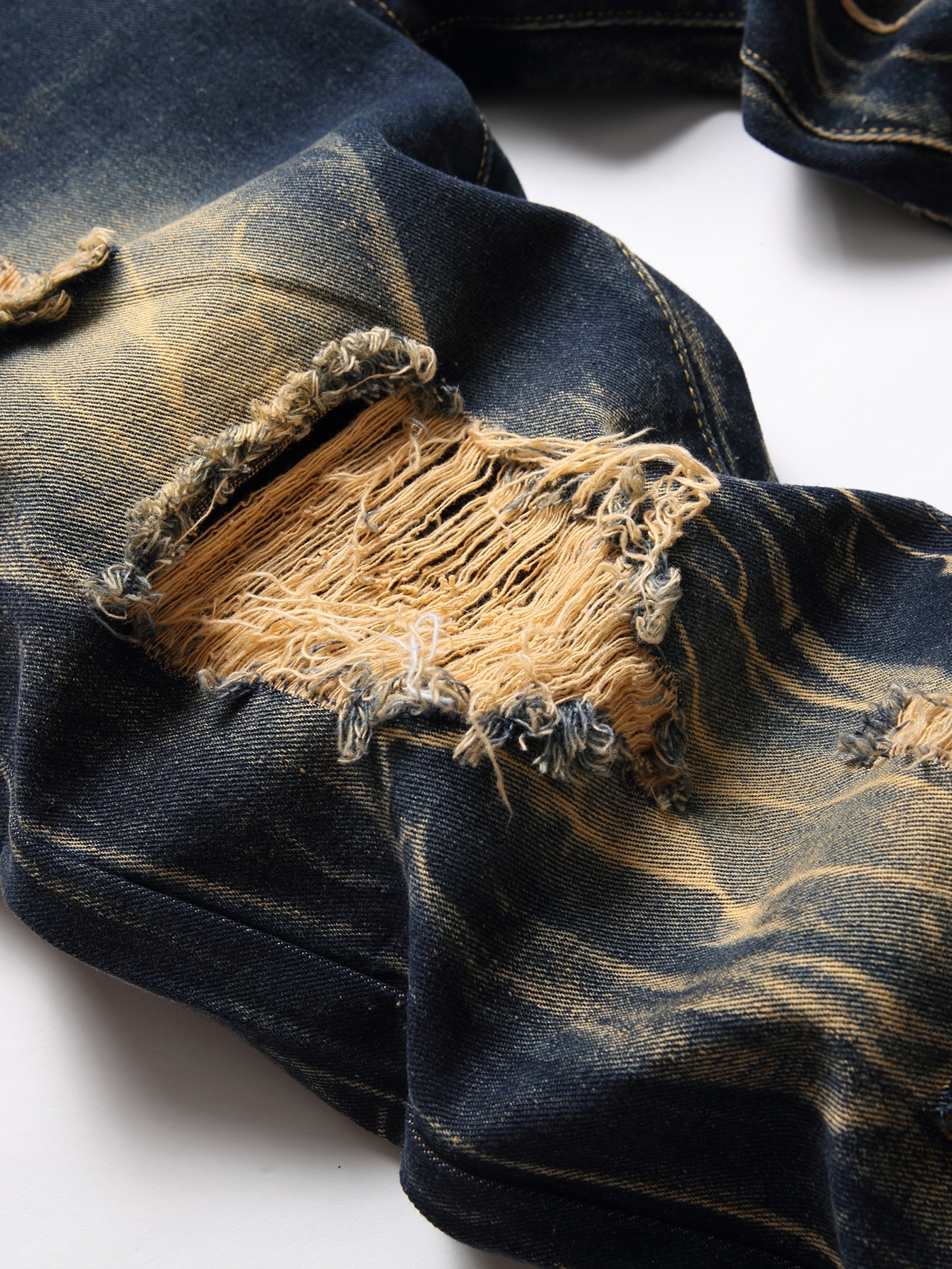 Men Cotton Ripped Frayed Rag Stitching Jeans | SHEIN USA