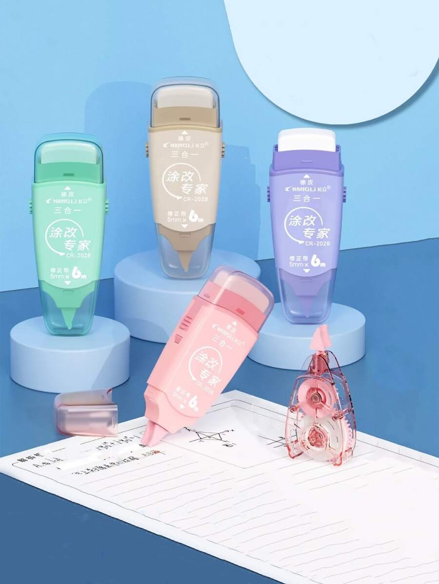 Correction Tape & Eraser Set Random Color (With Eraser, Correction Tape ...
