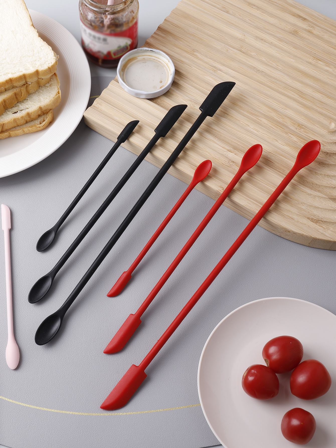 3pcs Random Silicone Double Head Spatula Set, Mini Spatula, Jam Spatula
