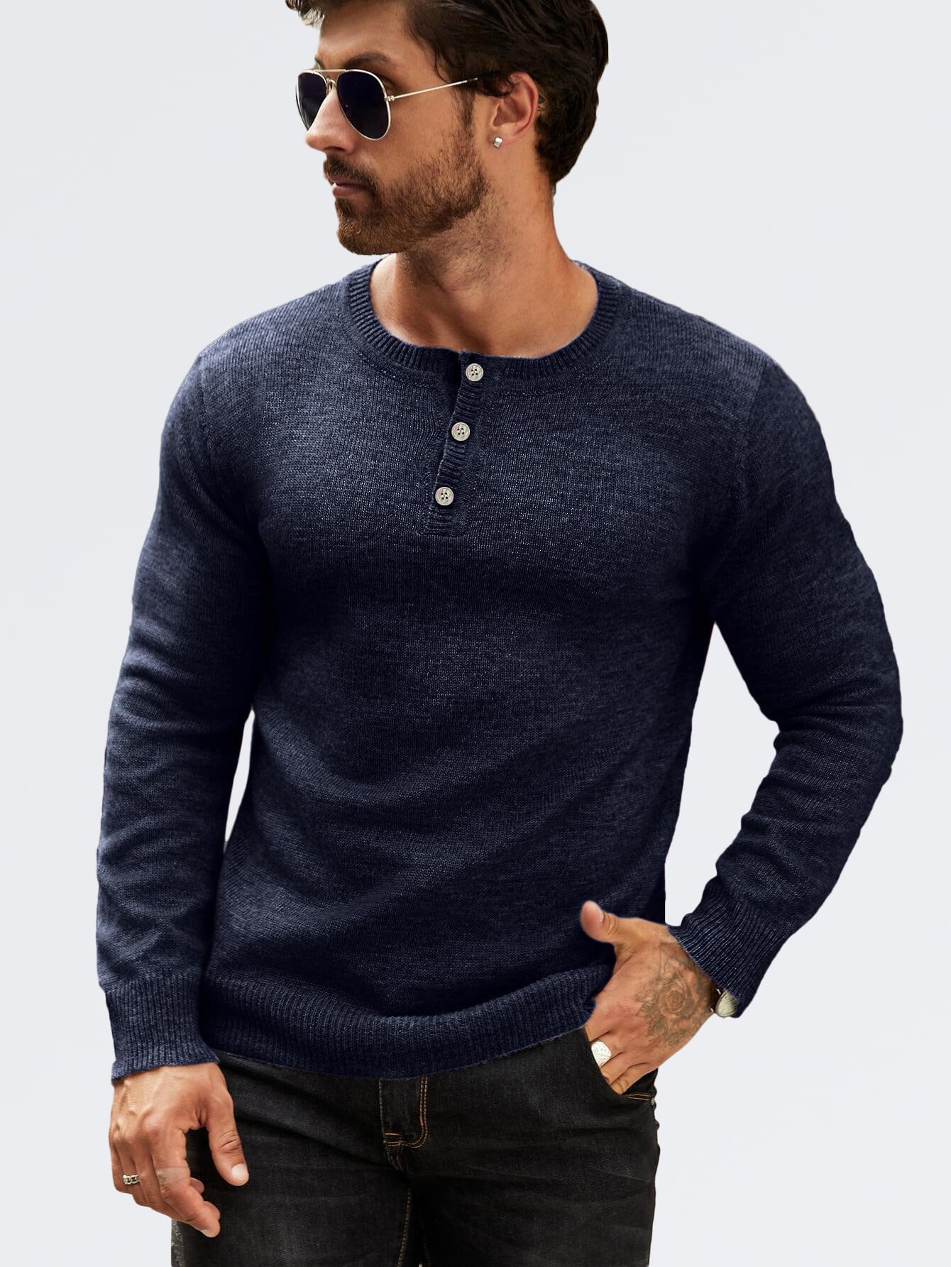 Men Quarter Button Sweater