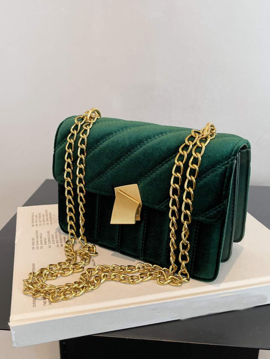 Simple Embroidery Velvet Small Square Shoulder Bag Crossbody Bag | SHEIN UK