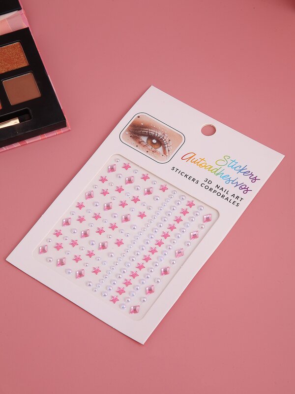 1Pc 3D Pink Star Body Drill Stickers Hair Stickers Eye Corner Stickers ...