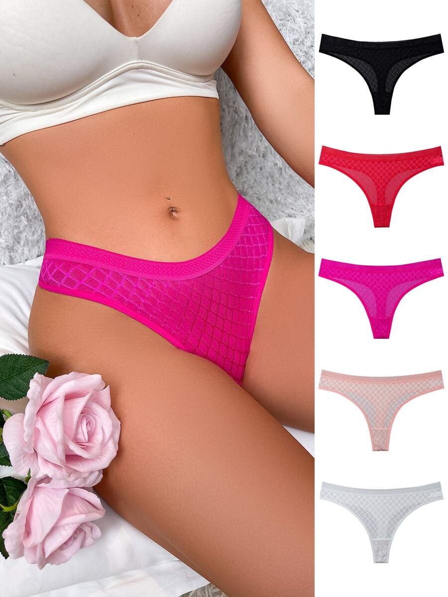 5pack Solid Mesh Panty | SHEIN USA