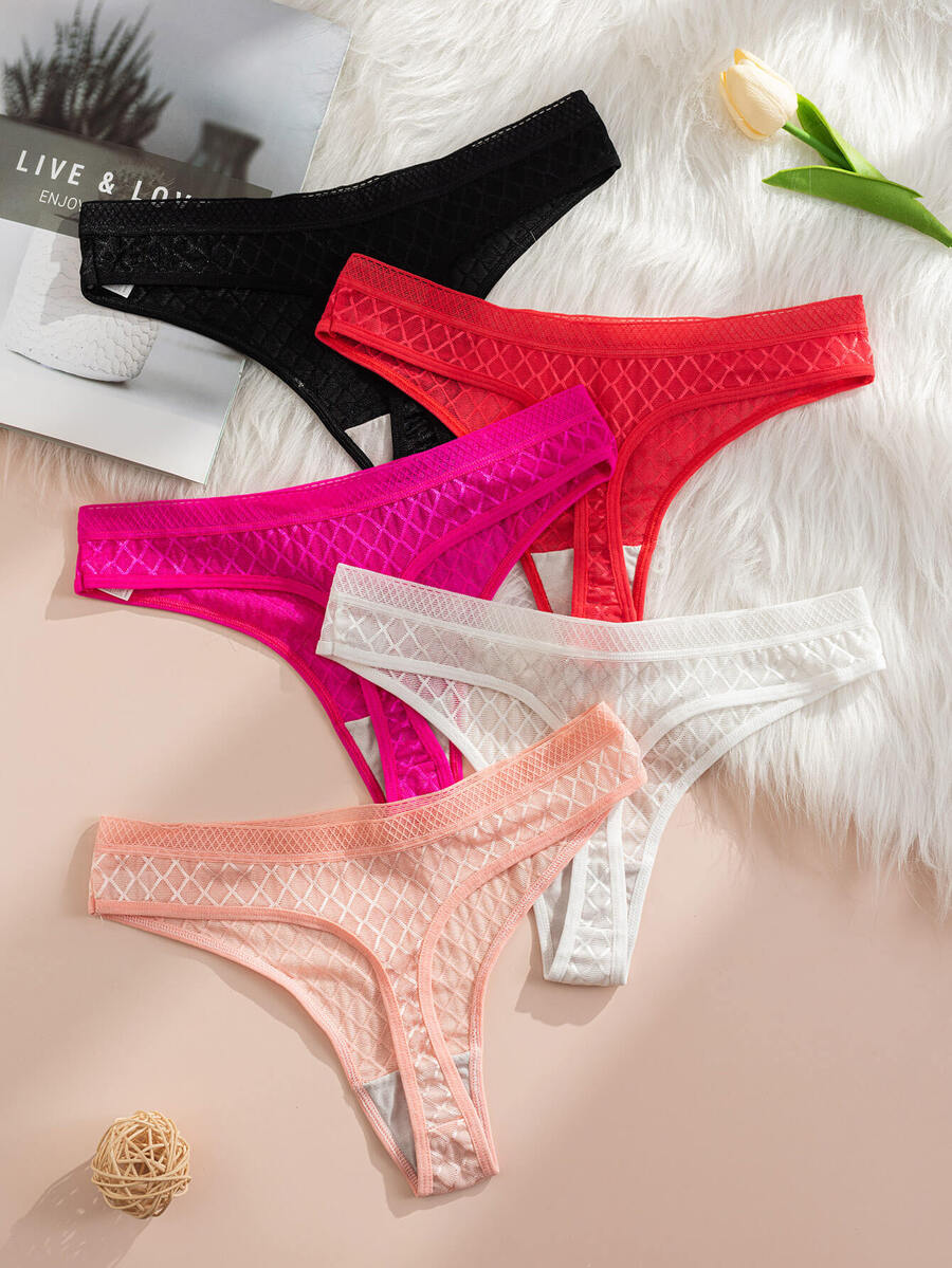 5pack Solid Mesh Panty | SHEIN USA