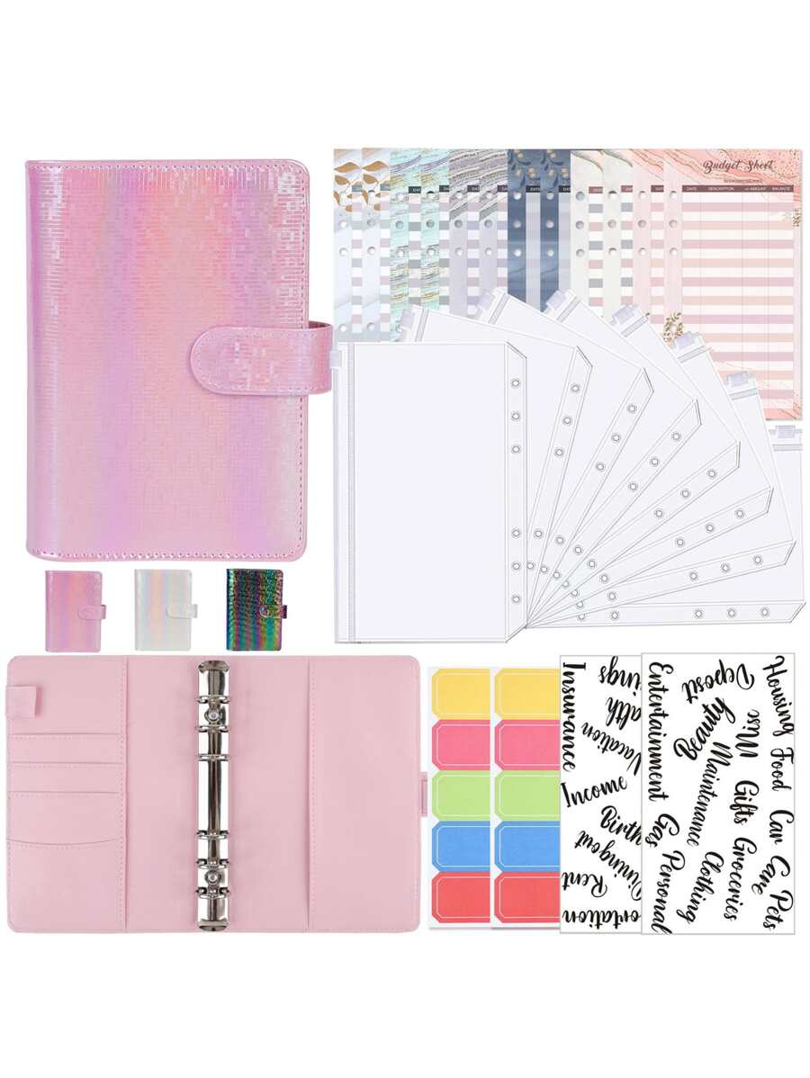 1pc Glitter Binder Cover With Sticker & Pocket | SHEIN USA