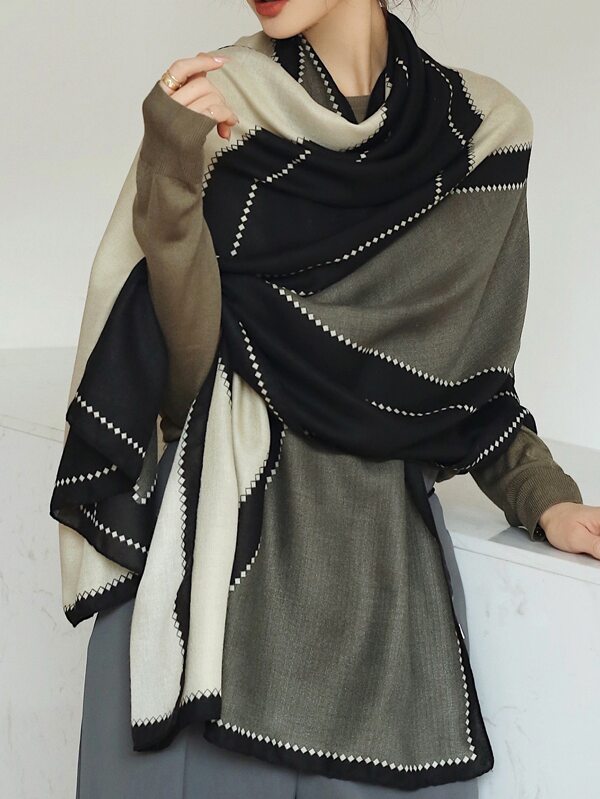 1pc Women's Scarf Autumn & Winter Thick Double-sided Warm Shawl Cape ...