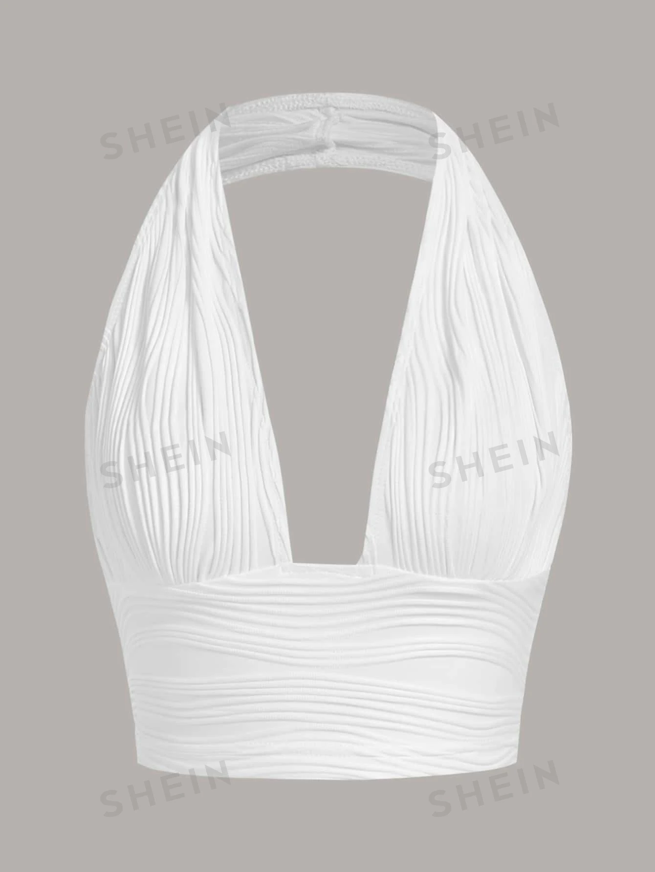 SHEIN ICON Solid Backless Crop Halter Y2k Top | SHEIN UK