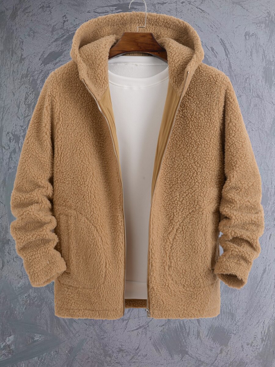 Manfinity Men Zip Up Hooded Teddy Coat Without Tee | SHEIN USA
