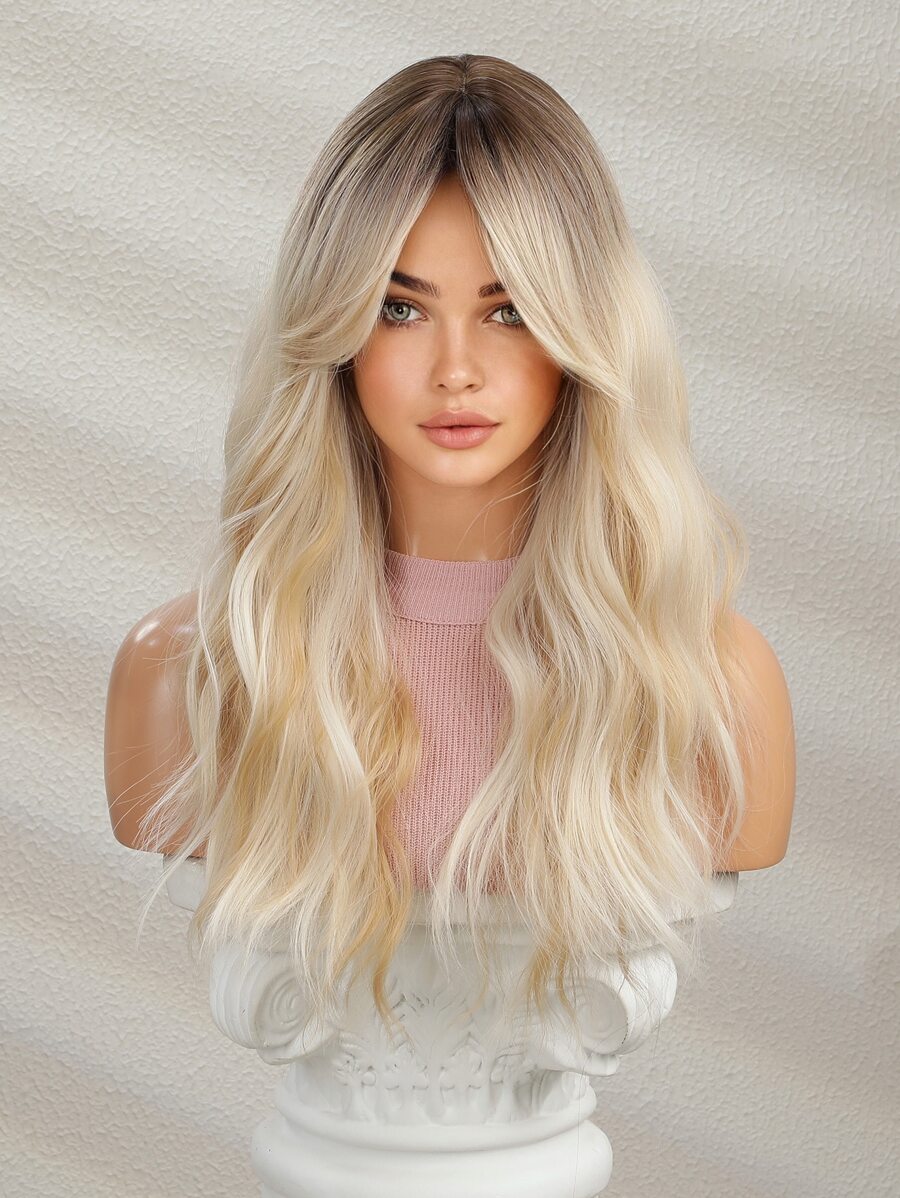 22 Inch Ombre Blonde Long Curly Synthetic Wig Natural Looking And Soft ...