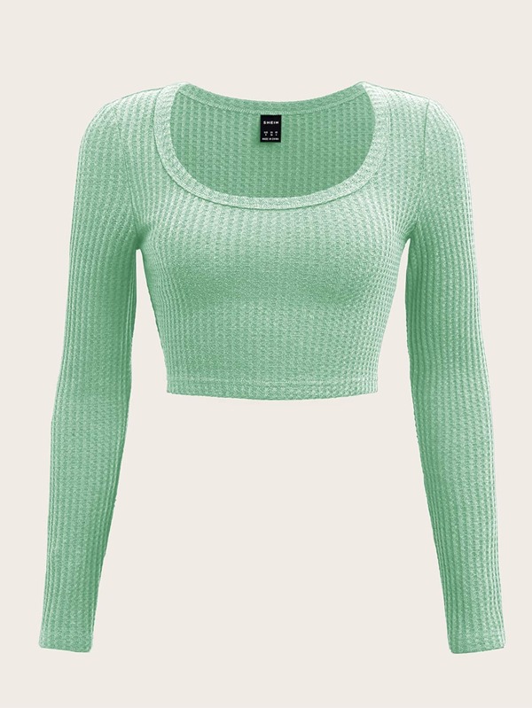 Shein Ezwear Plus Waffle Knit Crop Tee Shein Usa
