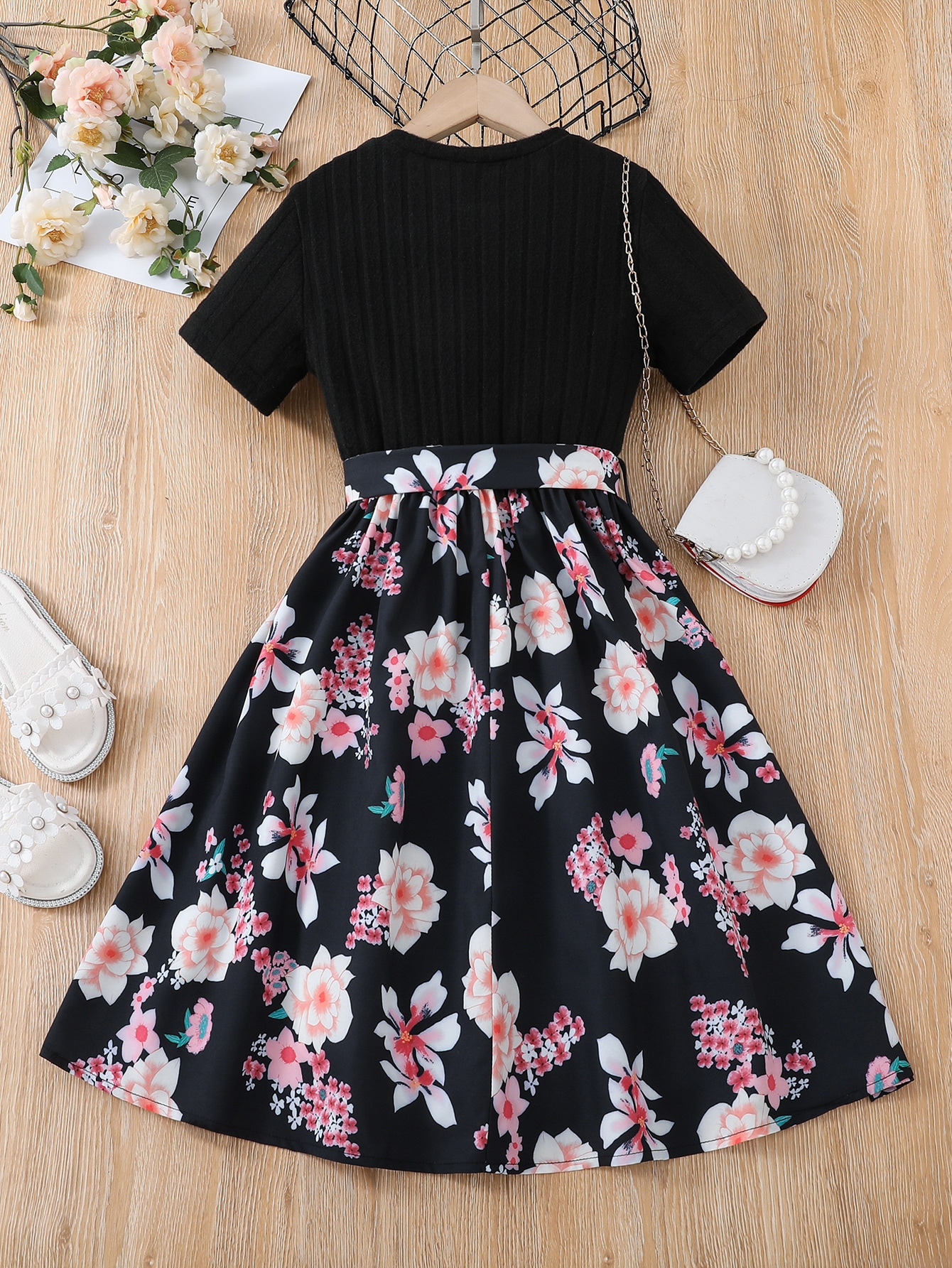 SHEIN Kids EVRYDAY Tween Girl Floral Print Combo Dress | SHEIN