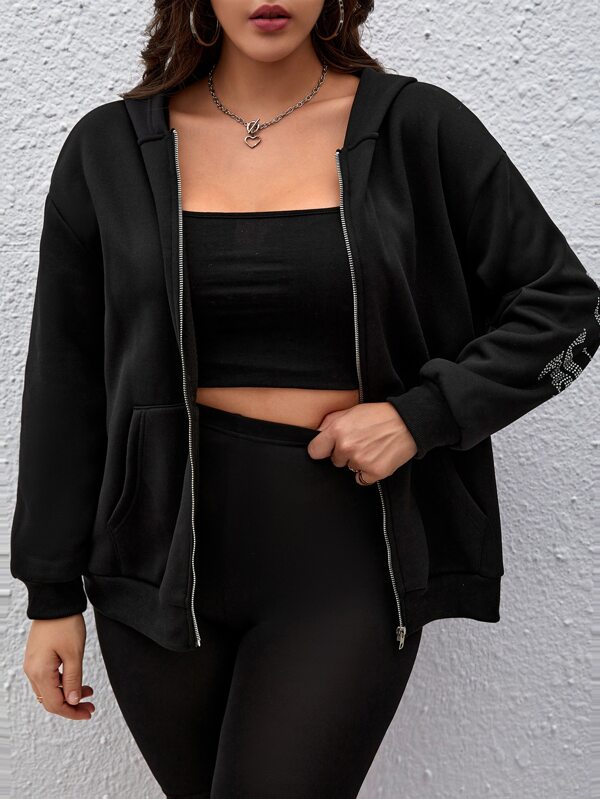 Shein Coolane Capucha Con Diamante De Imitación Con Patrón De Letra De