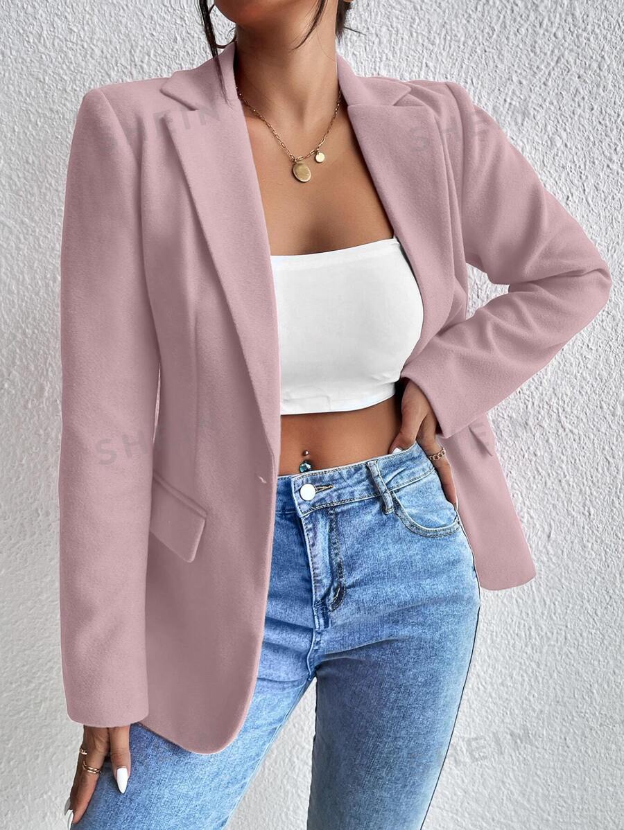 Shein Frenchy Lapel Collar Flap Detail Single Button Blazer Shein Uk