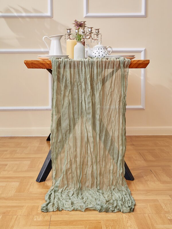 1pc Solid Color Ruched Table Runner | SHEIN USA